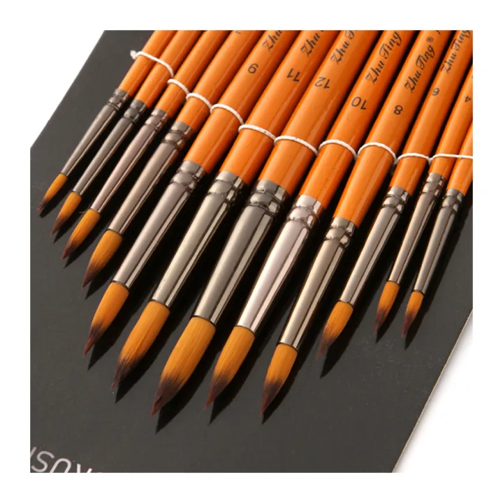 12Pcs Artis Profesional Berus Cat Set Pusingan Menunjuk Tip Kayu ...