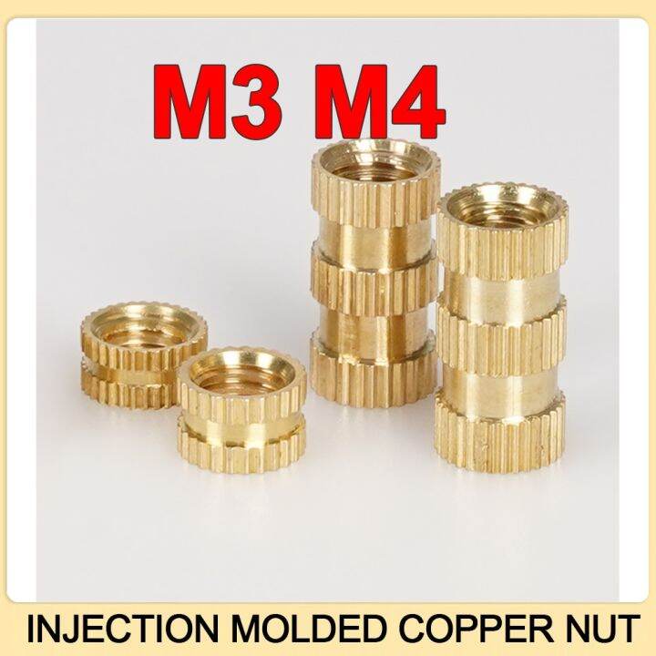 M3 M4 Brass Insert Nuts Knurled Hot Melt Molding Copper Heat Set Threaded Inserts Embedded ...