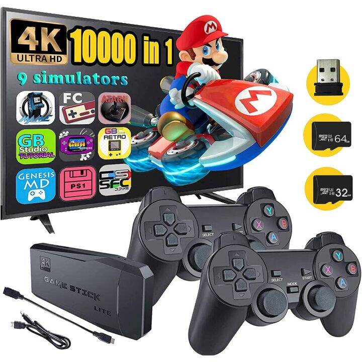 HD Video Game Console 64G Built-in 10000 Gaming Box 2.4G Double ...