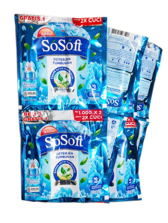 sosoft deterjen cair sachet ( 80ml x 16 sachet) | Lazada Indonesia