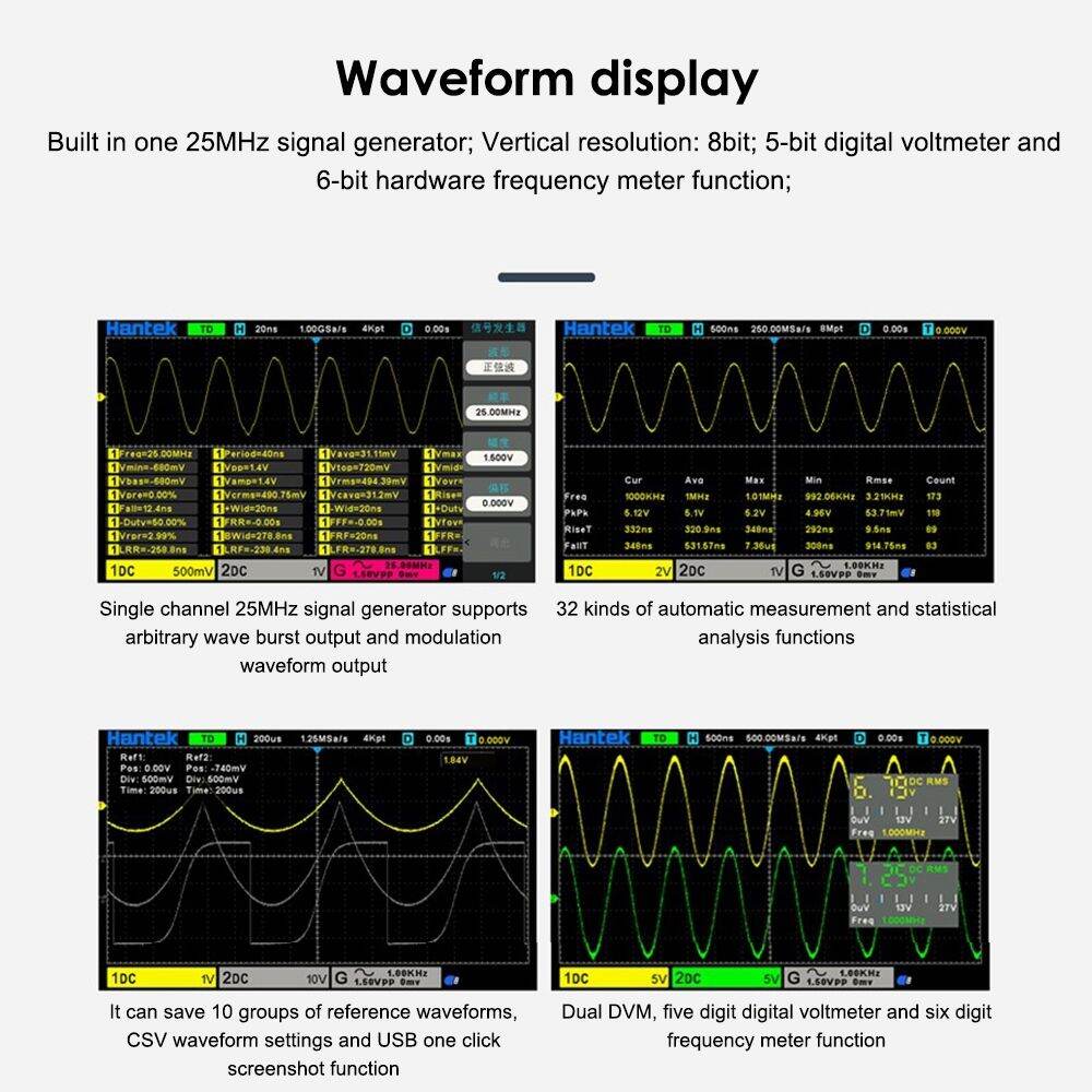 Hantek Utok359 2D10ออสซิลโลสโคปแบบดิจิตอล DSO2C10ออสซิลโลสโคปแบบสองช่อง ...