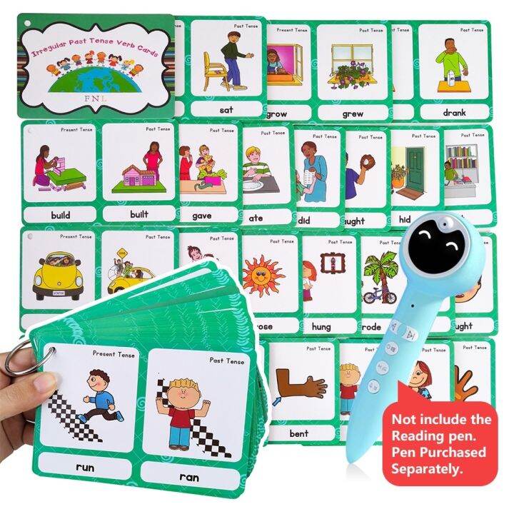 ☃ Irregular Verbs Montessori English Word Pocket Flash Card Game Puzzle ...