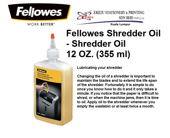 Fellowes Oil Shredder Bottle with Extended Nozzle, 355 ml Shredder Oil ...