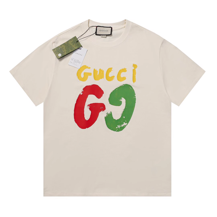 กราฟฟิตี Double G เสื้อแขนสั้นลายตัวอักษรเสื้อยืด Unisex แฟชั่นสต็อกฤดู ...