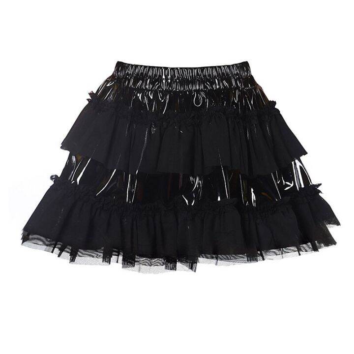 Lady Gothic Steampunk Latex Top Mini Tutu Skirt Costume Lace Through ...