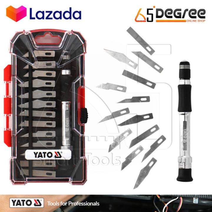 YATO มีดแกะสลักอเนกประสงค์ YT-75140 พร้อมใบมีด 14 ชิ้นและกล่องเก็บ ...