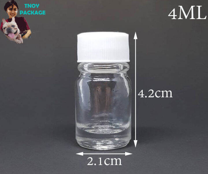 ขวด 4 มล. (100ใบ) ขวดแก้วใส 4ml ฝา + จุกรู ร้านTnoy Package บรรจุภัณฑ์ (ส่งสินค้าทุกวัน จ-อ-พ-พฤ ...