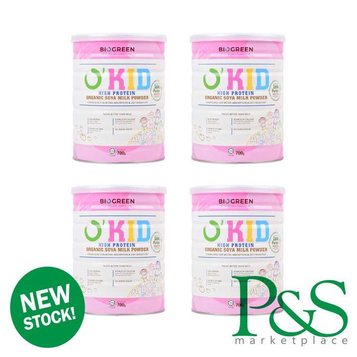 Biogreen O'Kid High Protein Organic Soya Milk Powder (700g) x4 Okid ...