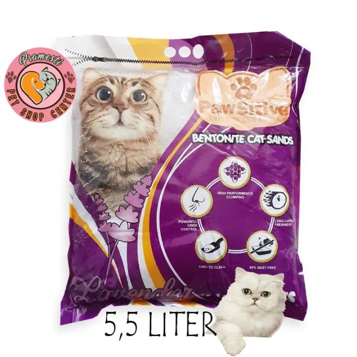 Pasir gumpal wangi kucing pawsitive wangi LAVENDER 5,5 liter | Lazada ...