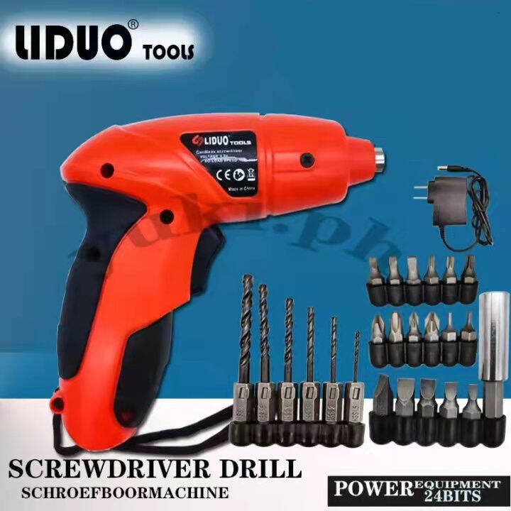 Liduo Tools 24 Bits Wireless Rechargeable Screwdriver Drill 4.8V ...