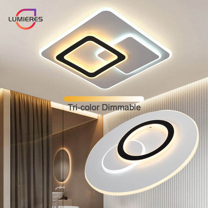LED Ceiling Light Modern Design Chandelier Minimalist Tri-Color Flush ...