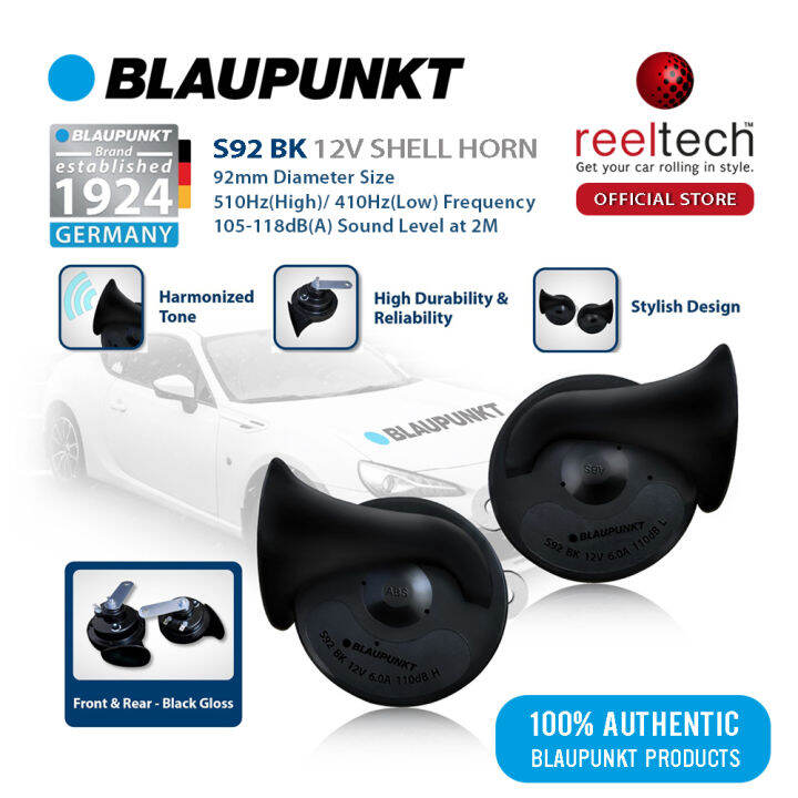 Blaupunkt S92 BK 12V Shell Horn - Black | Car Horn | Horn Kereta | Hon Kereta | Original | Lazada