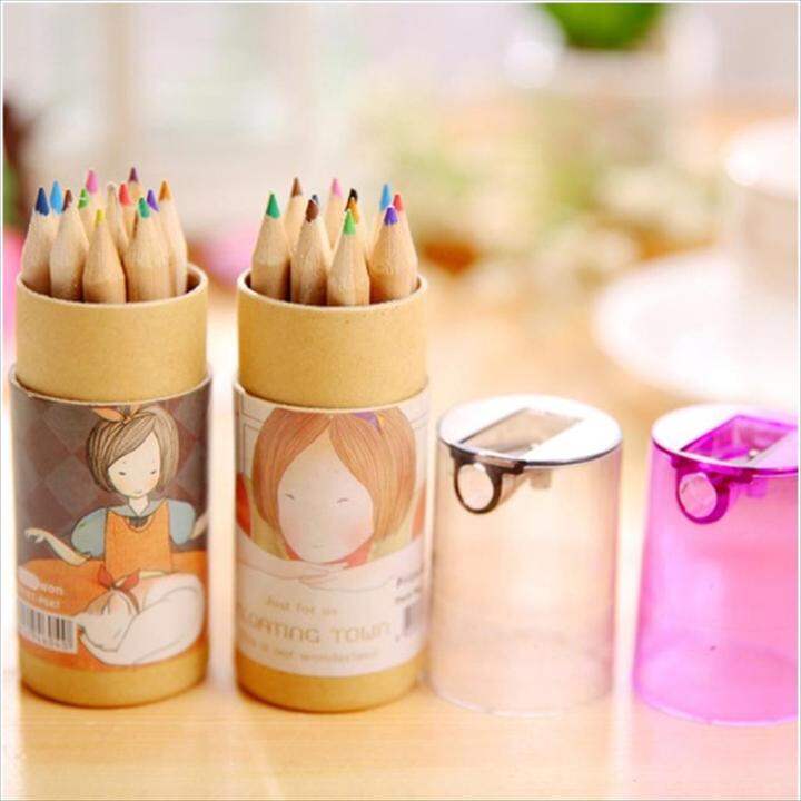 LZ 927 - Pensil Warna Dan Peraut Pensil Warna Set 12 Warna Stationery ...