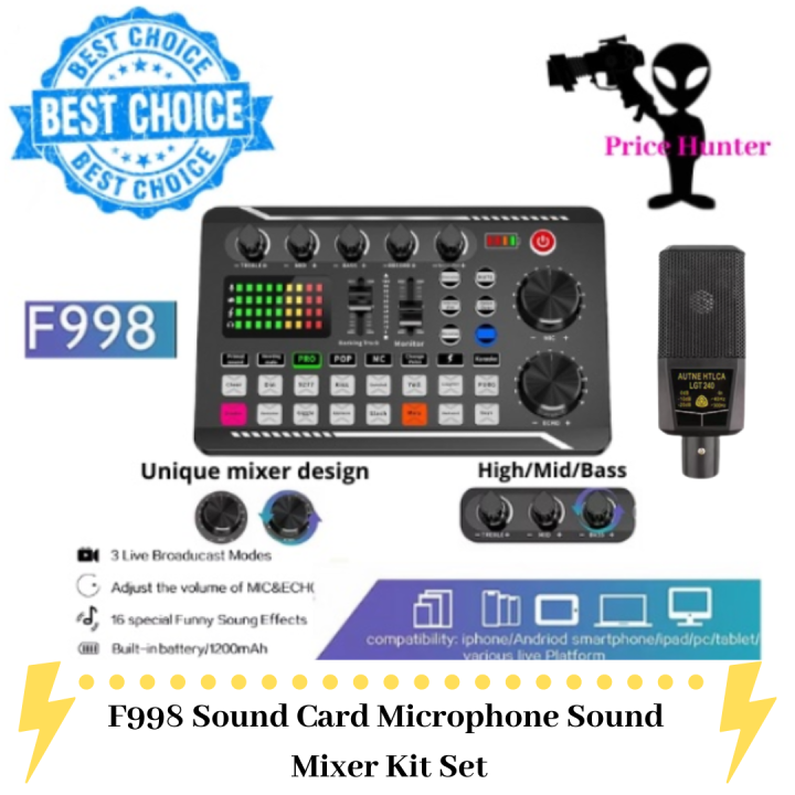 F998 Sound Card mic Sound Mixer Sound Card Audio Mixing Console ...