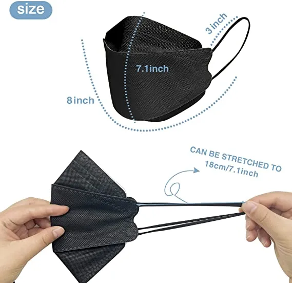 50pcs KF94 Black face mask Original Korea kf94 mask Reusable Disposable ...