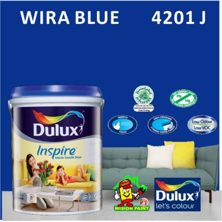 4201J WIRA BLUE ( 5L ) DULUX INSPIRE INTERIOR SMOOTH SHEEN PAINT | Lazada