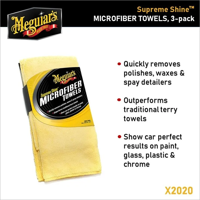 Meguiar's X2020 Supreme Shine Microfiber Towels, Yellow, 3-pack | Lazada PH