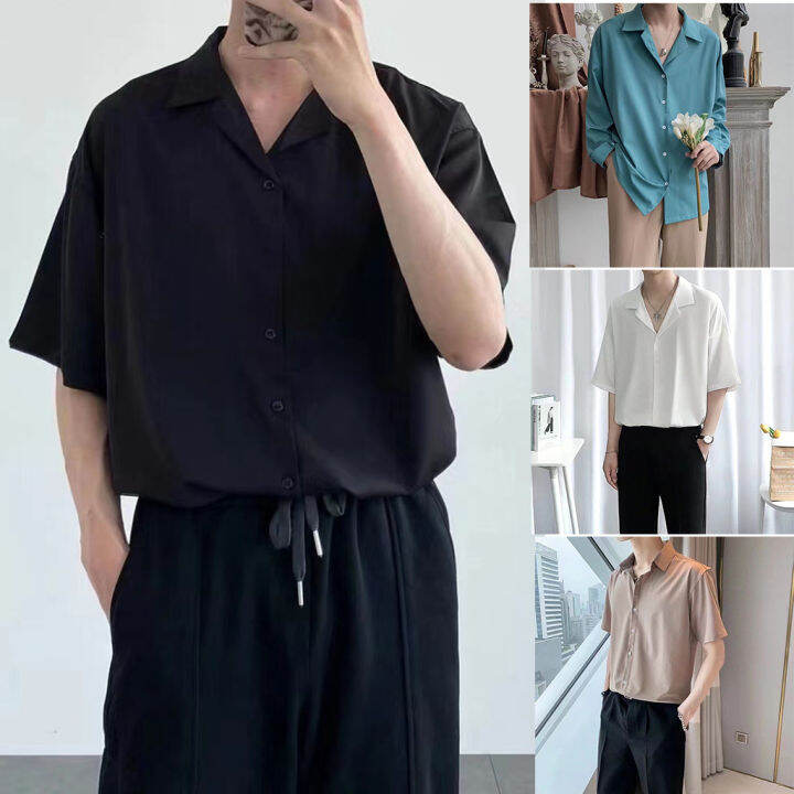 BabyUki Korean Collar Tops Short Sleeves Polo Crop Top Retro Lapel ...