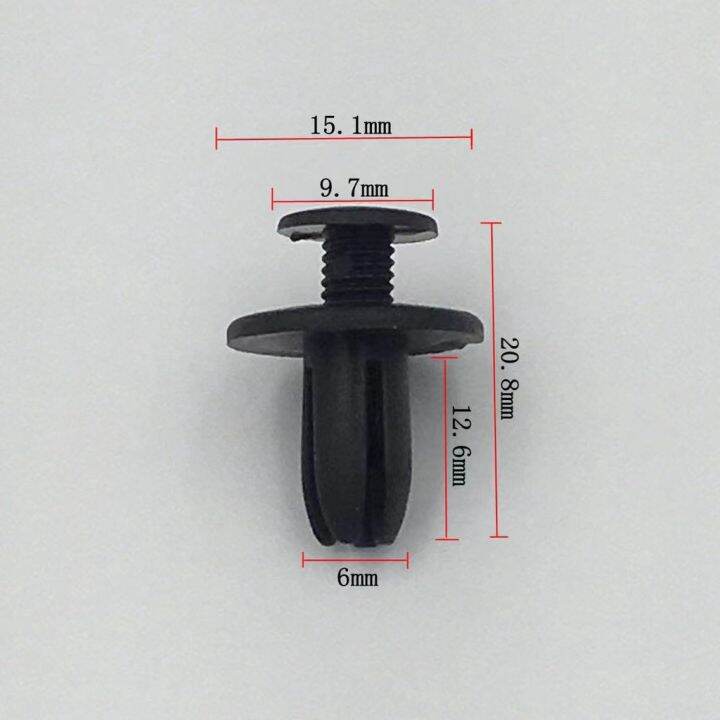 100PCS 6mm Hole Nylon Auto Fastener Car Push Type Retainer Screw Rivet ...