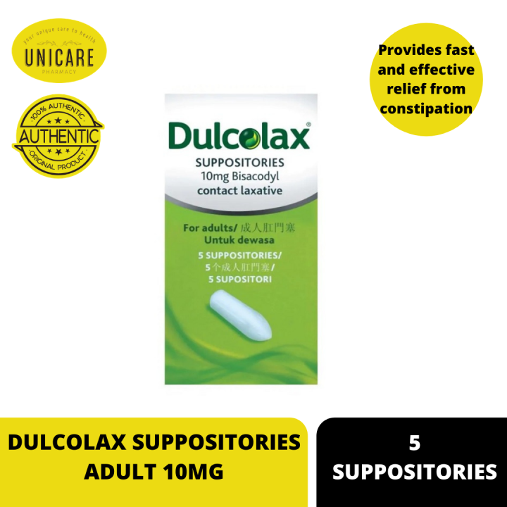 DULCOLAX SUPPOSITORIES ADULT 10MG 5'S | Lazada
