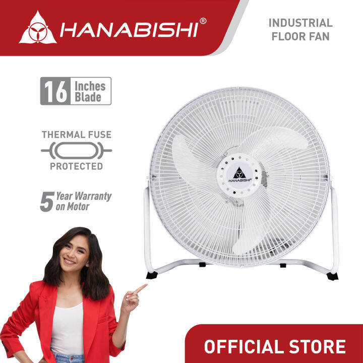 Hanabishi White Industrial 16" Mini Electric Floor Fan | Lazada PH