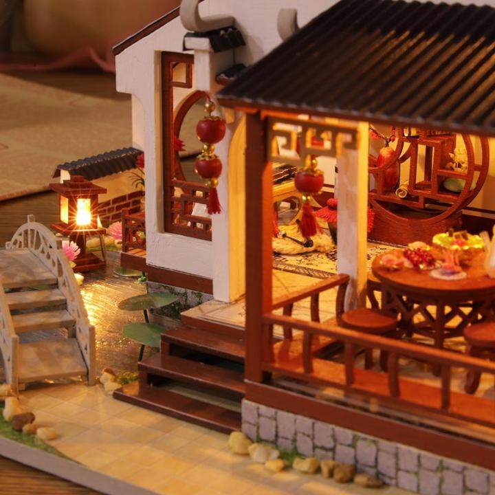 DIY Miniature House Kit Ancient Chinese Building Model 1:24 Scale DIY ...
