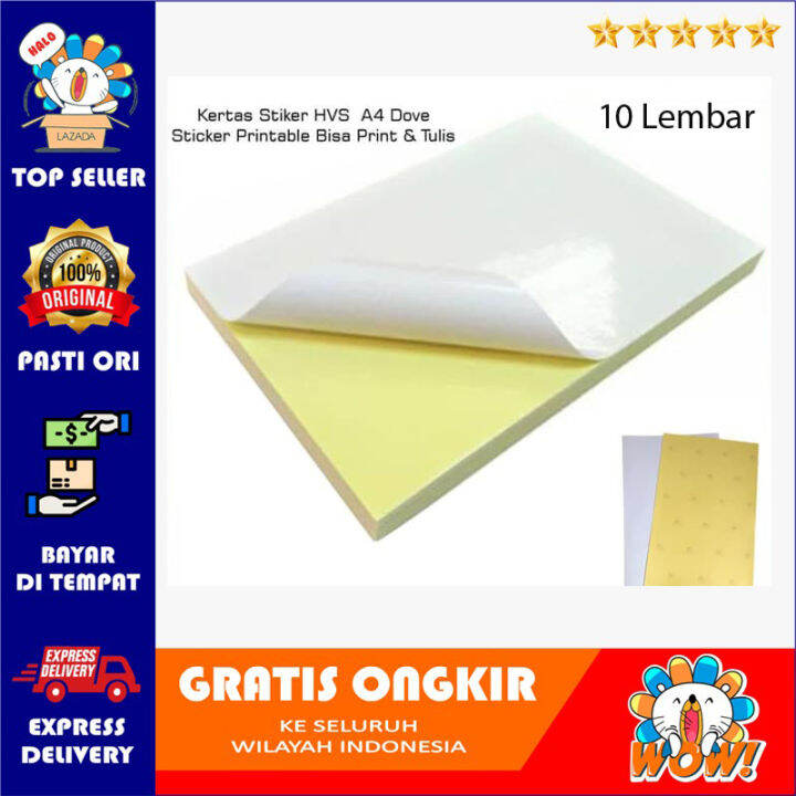Kertas Stiker HVS Dove 10 Lembar Sticker Printable Bisa Print &Tulis ...