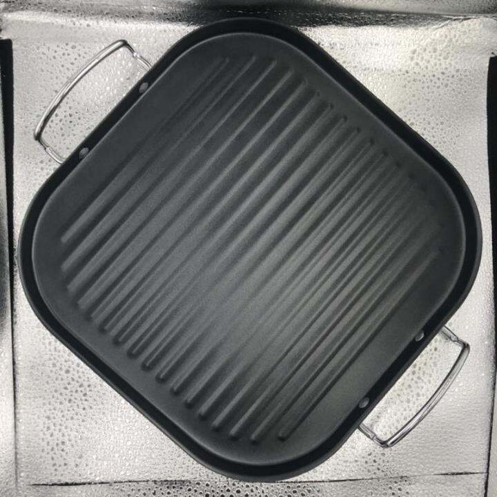 Grill pan Griller indoor smokeless griller outdoor grill ★Non-stick BBQ Grill Pan 29cm Square ...