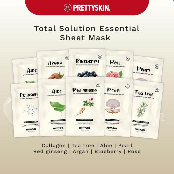 PRETTYSKIN Total Solution Essential Sheet Mask 10pcs x 23g | Lazada
