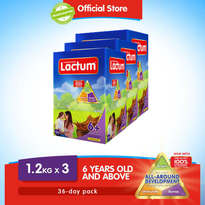 Lactum 6+ Chocolate 3.6kg (1.2kg x 3) Milk Drink for Children 6 Years ...