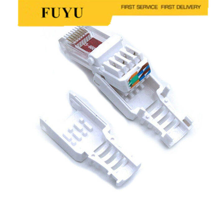 White RJ45 Tool-less Connector No Crimp Connectors CCTV Ethernet Cable ...