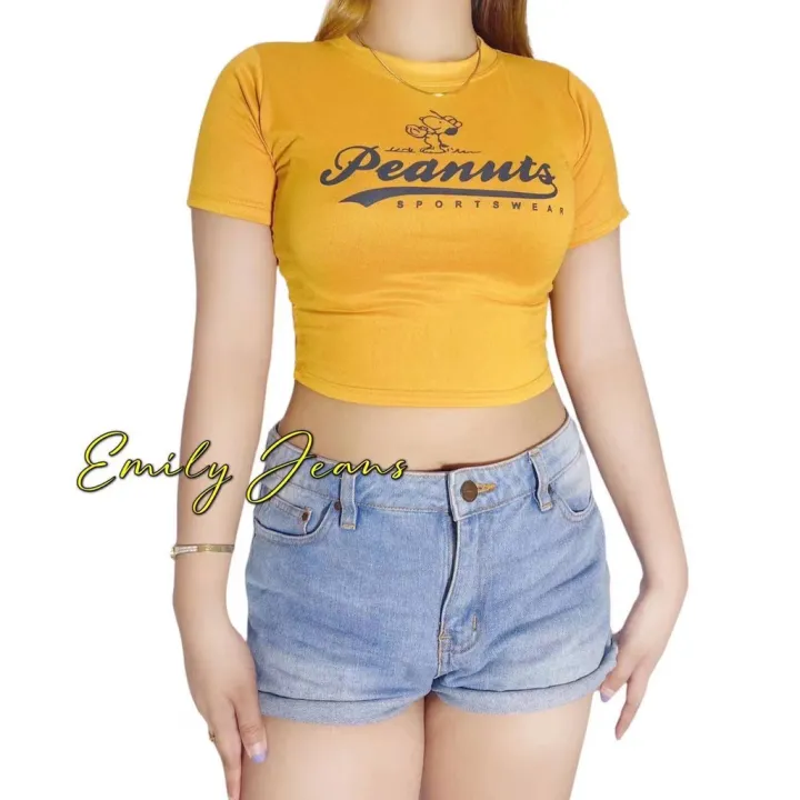 EMILY Korean Peanuts SPORTSWEAR Croptop Tees New Trend | Lazada PH