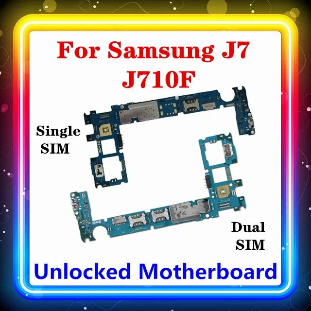 เมนบอร์ดของแท้,บอร์ดตรรกะบอร์ดสำหรับ Samsung Galaxy J7 J710F J710FQ ซิม ...