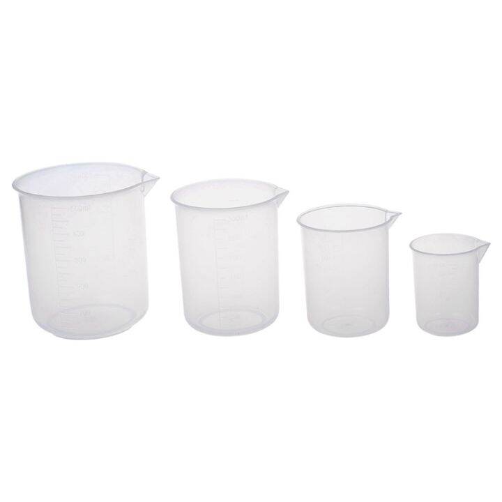 50 150 250 500 ml Laboratory transparent plastic measuring cup 4 pieces ...