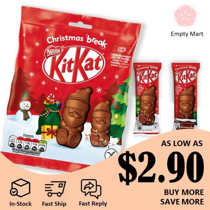 KitKat Christmas Break Mini Milk Chocolate Santa with Rich Chocolate ...