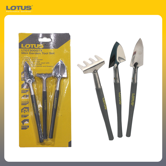 Lotus Mini Garden Tool Set (Trowel, Transplanter, Cultivator ...