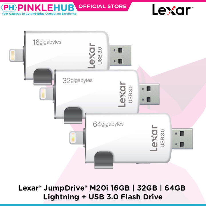 PinkleHub | Lexar® JumpDrive® M20i Lightning + USB 3.0 Flash Drive ...