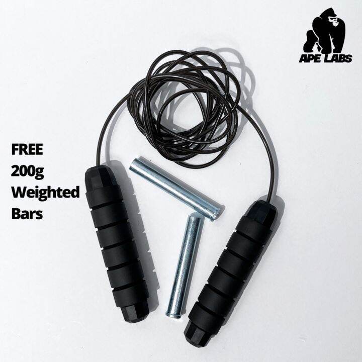 WEIGHTED JUMP ROPE (200g Weight Bars) Adjustable Steel Wire Skipping ...