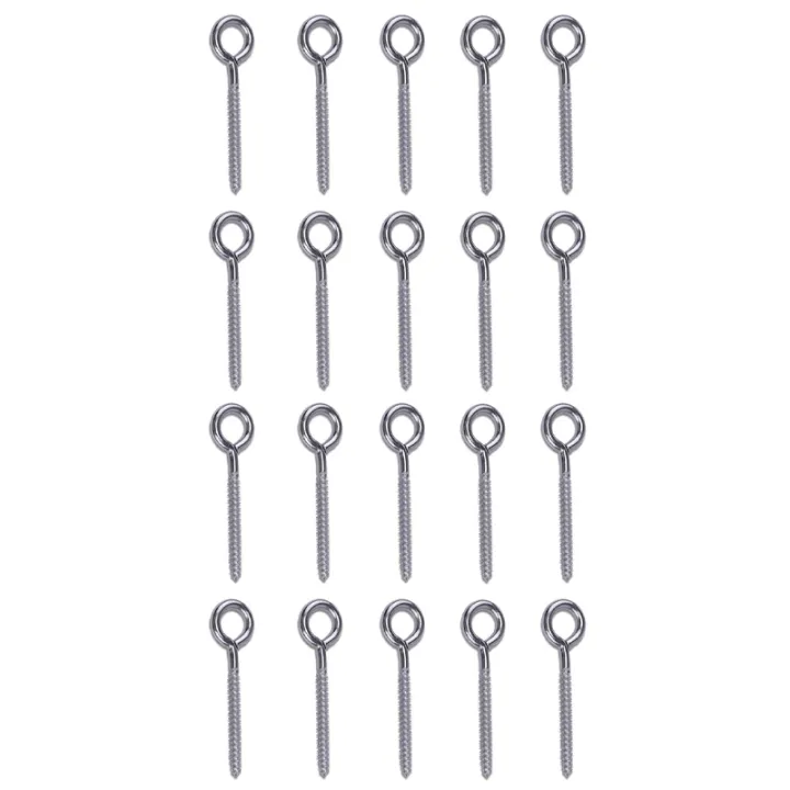 20 Pack Stainless Steel Eye Shape Screws Metal Hook Wood Terminal Ring ...