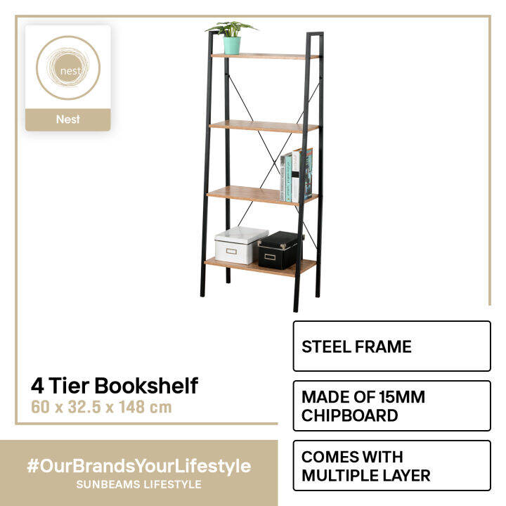 NEST DESIGN LAB 4-Tier Garment Rack Compact Multi-Purpose Ladder Shelf ...