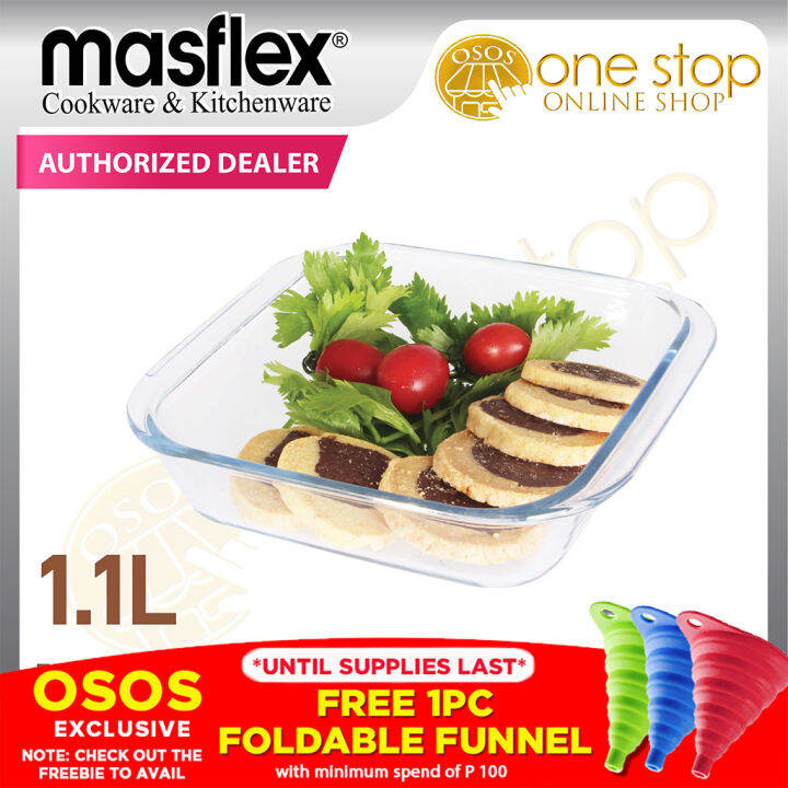 Masflex Original Square Borosilicate Glass Bakeware 1.1L FE-11L *OSOS ...