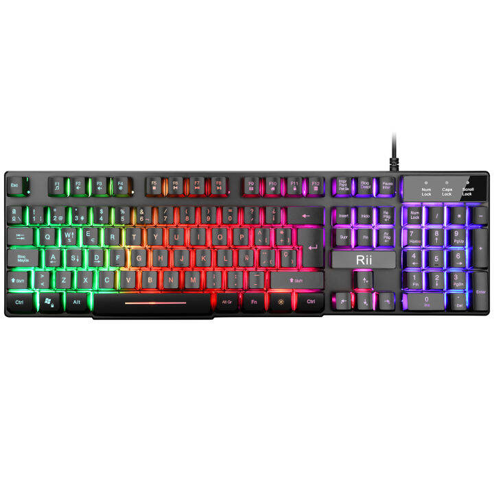 Rii RK100 Multiple Color Rainbow LED Backlit Large Size USB Wired ...