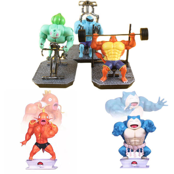 Genuine Pokemon Anime Muscle Fitness Pikachu Magikarp Snorlax Bodybuilding Toys Doll Figure