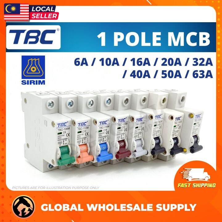 [READY STOCK] SIRIM TBC 1 POLE MCB (Miniature Circuit Breaker) 6,10,16 ...
