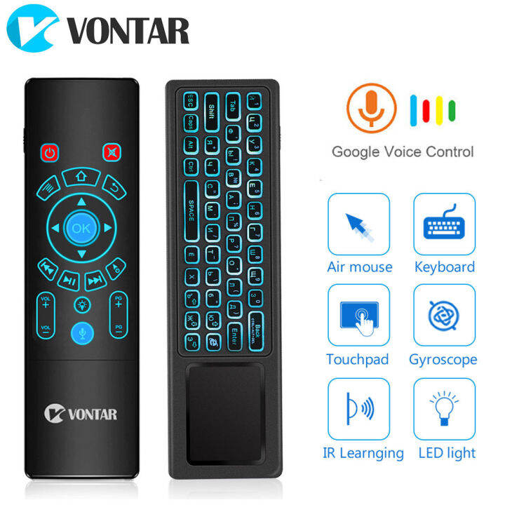 VONTAR T8 Plus Backlit 2.4GHz Air mouse Wireless Keyboard & touchpad ...