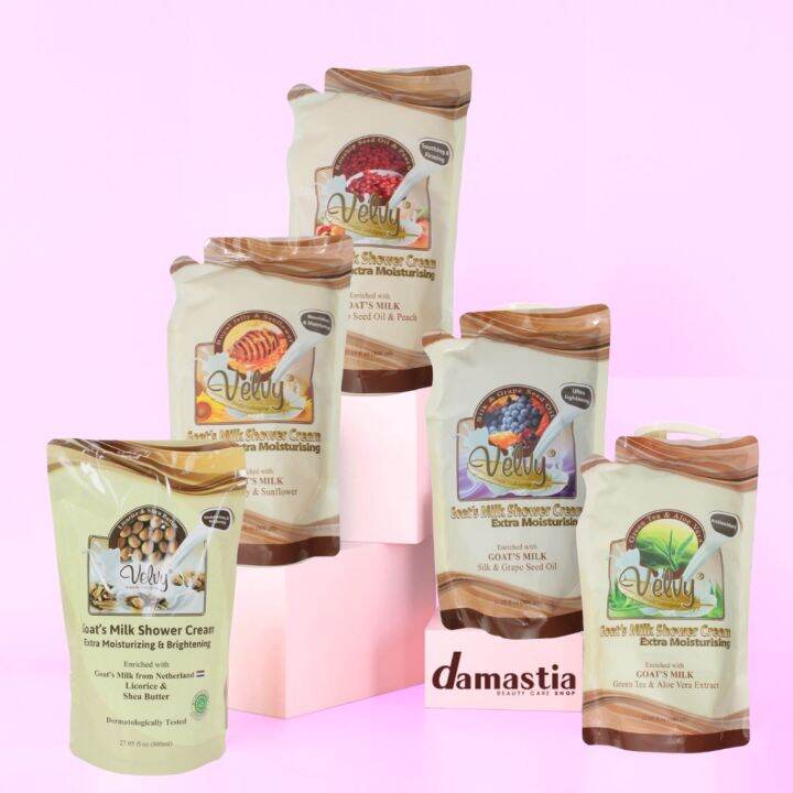 Velvy Shower Cream Sabun Mandi Susu Kambing - 800ml Refill | Lazada ...