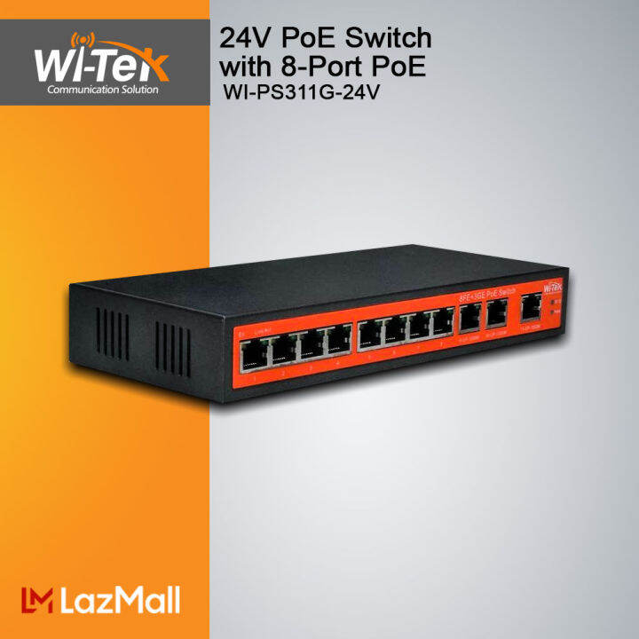 Wi-Tek WI-PS311G-24V 8GE+2GE Ports 24V PoE Switch with 8-Port PoE | 8GE ...