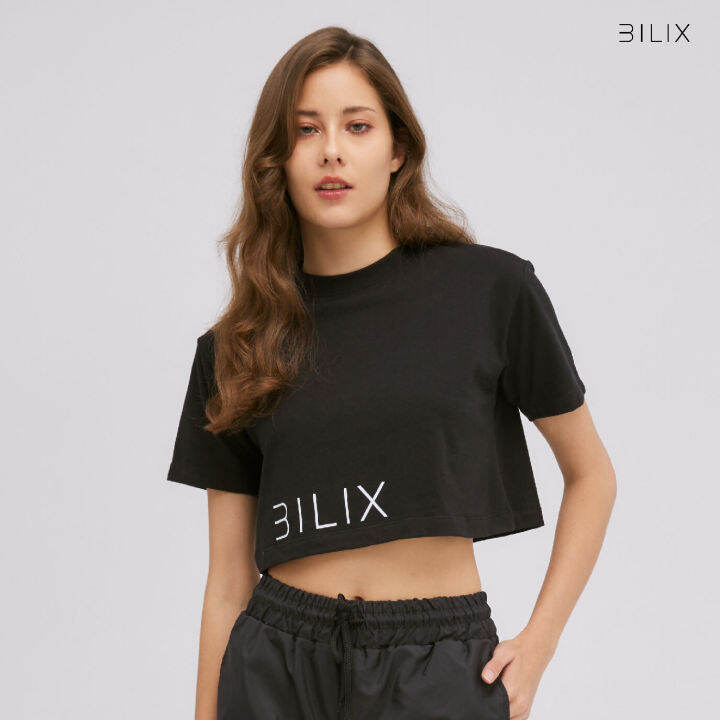 BILIX Moon Crop เสื้อครอปออกกำลังกาย ทรงโอเวอร์ไซส์ ผ้านุ่ม ใส่สบาย เว้าด้านหน้า | Lazada.co.th