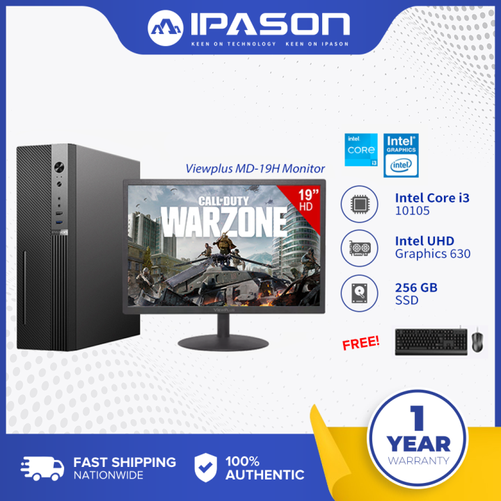 Ipason Office Mini Pc Intel i3 10105 DDR4 8G 256G SSD With 19 Inch Monitor Free Keyboard and ...