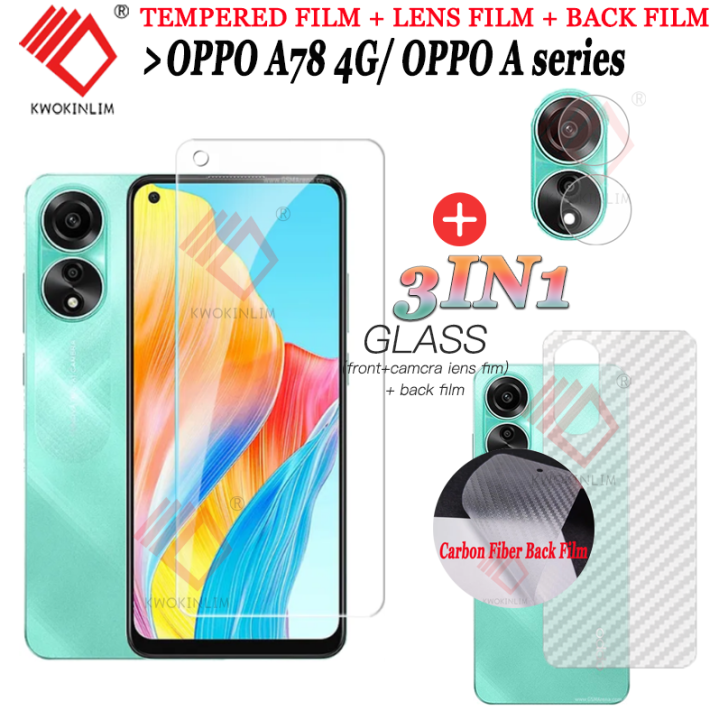 (3 In 1) OPPO A78 A98 A58 A17 A17K ฟิล์มป้องกันกระจกนิรภัยแบบเต็มหน้าจอ + ฟิล์มป้องกันเลนส์กล้อง ...